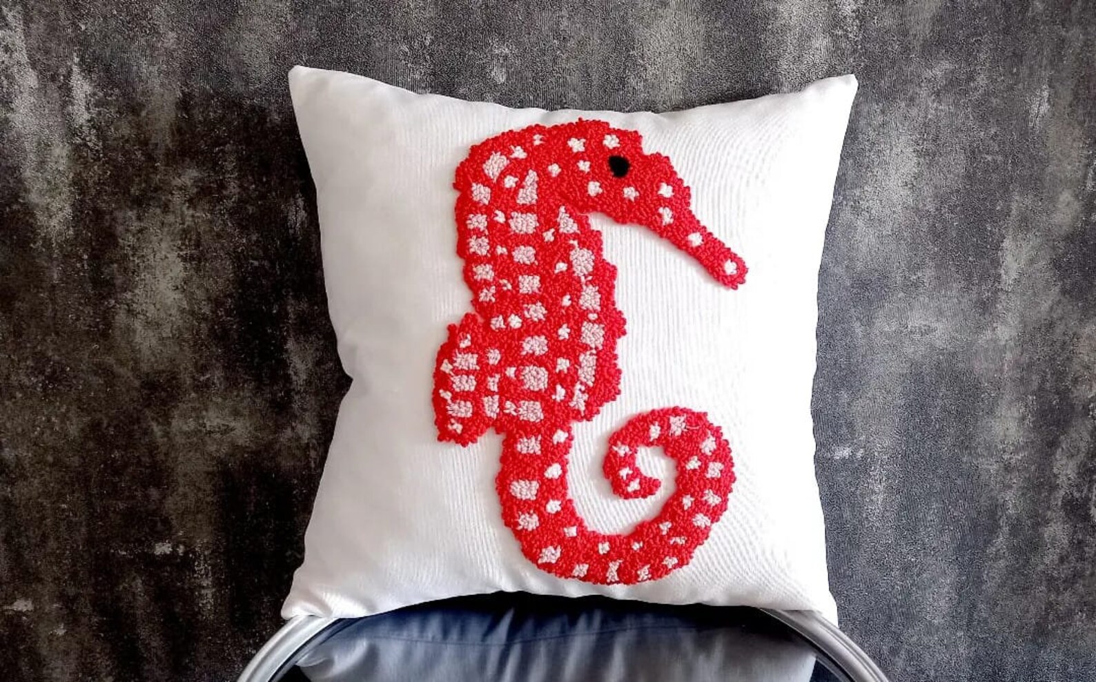 Crab Punch Cushion Case Sea Creatures Punch Needle Throw - Etsy
