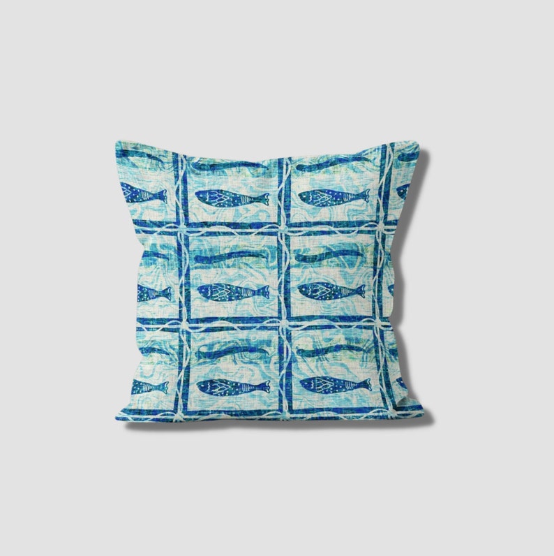 Nautical Outdoor Pillow Case Fish Themed Pillow Cover - Etsy