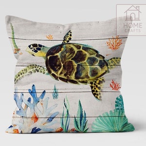 Sea Turtle Pillow Cover, Turtle Throw Pillow Case, Turtle Outdoor ...