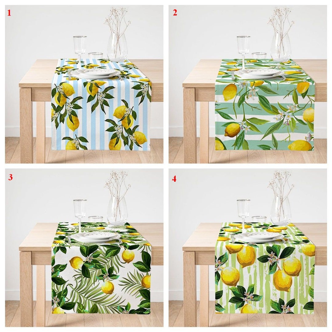 Lemon Trend Table Runner, Lemon Table Top, Citrus Pattern Table Linen ...