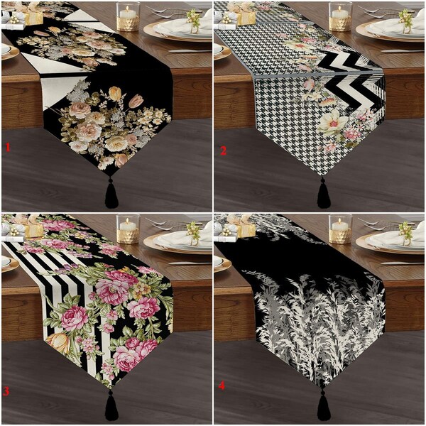 Black Table Runner - Etsy