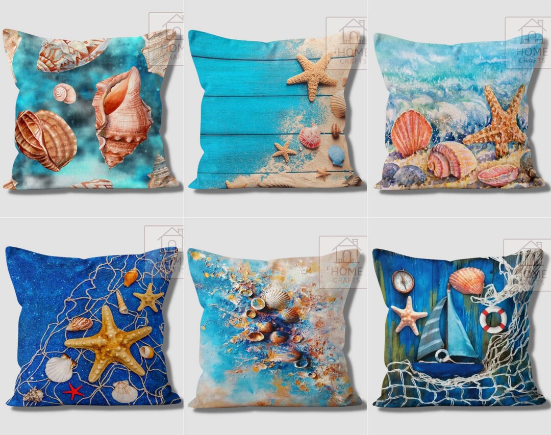 Beach Outdoor Pillows, Starfish Print Pillow Case, Beach House ...