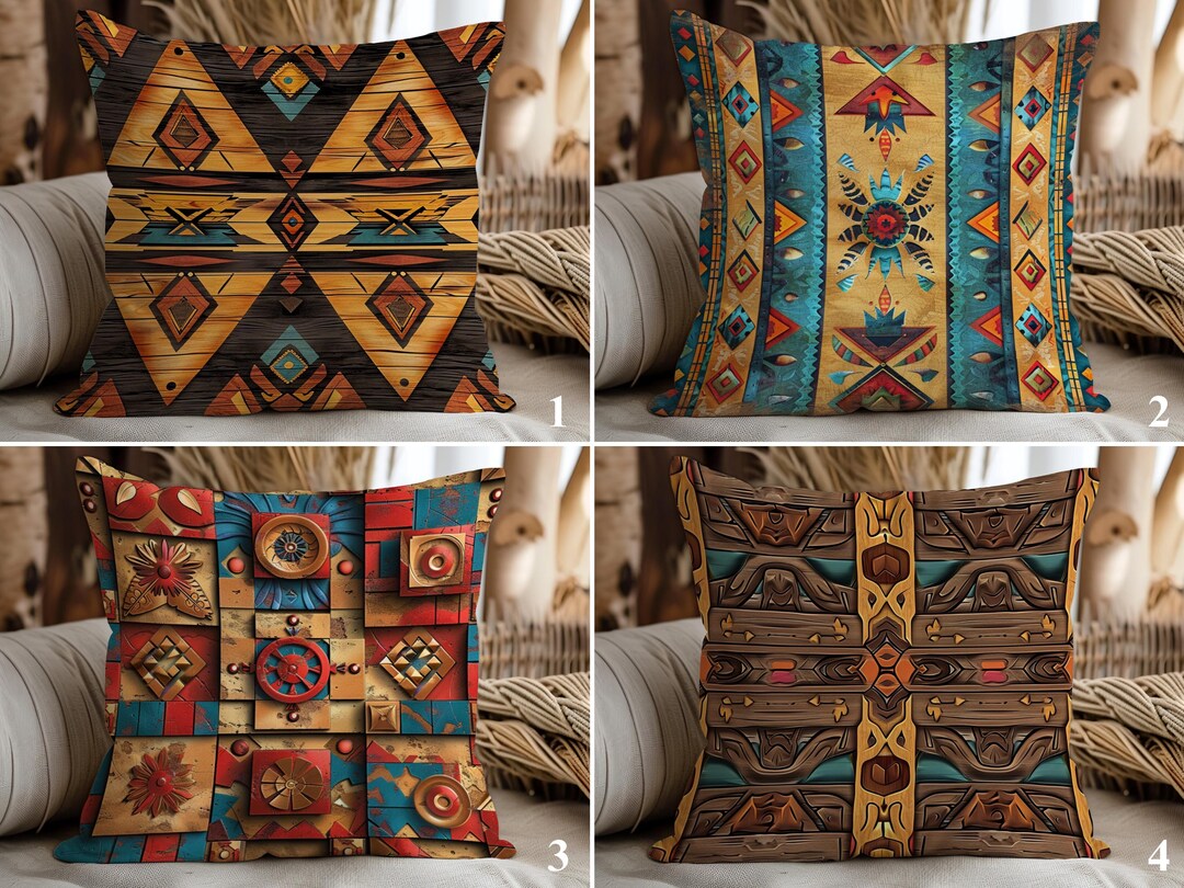 Aztec Tribal Decorative Cushion Covers, Southwestern Pillowcases ...