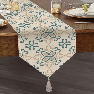 Ethnic Design Triangle Table Linen, Tile Style Triangle Runner ...