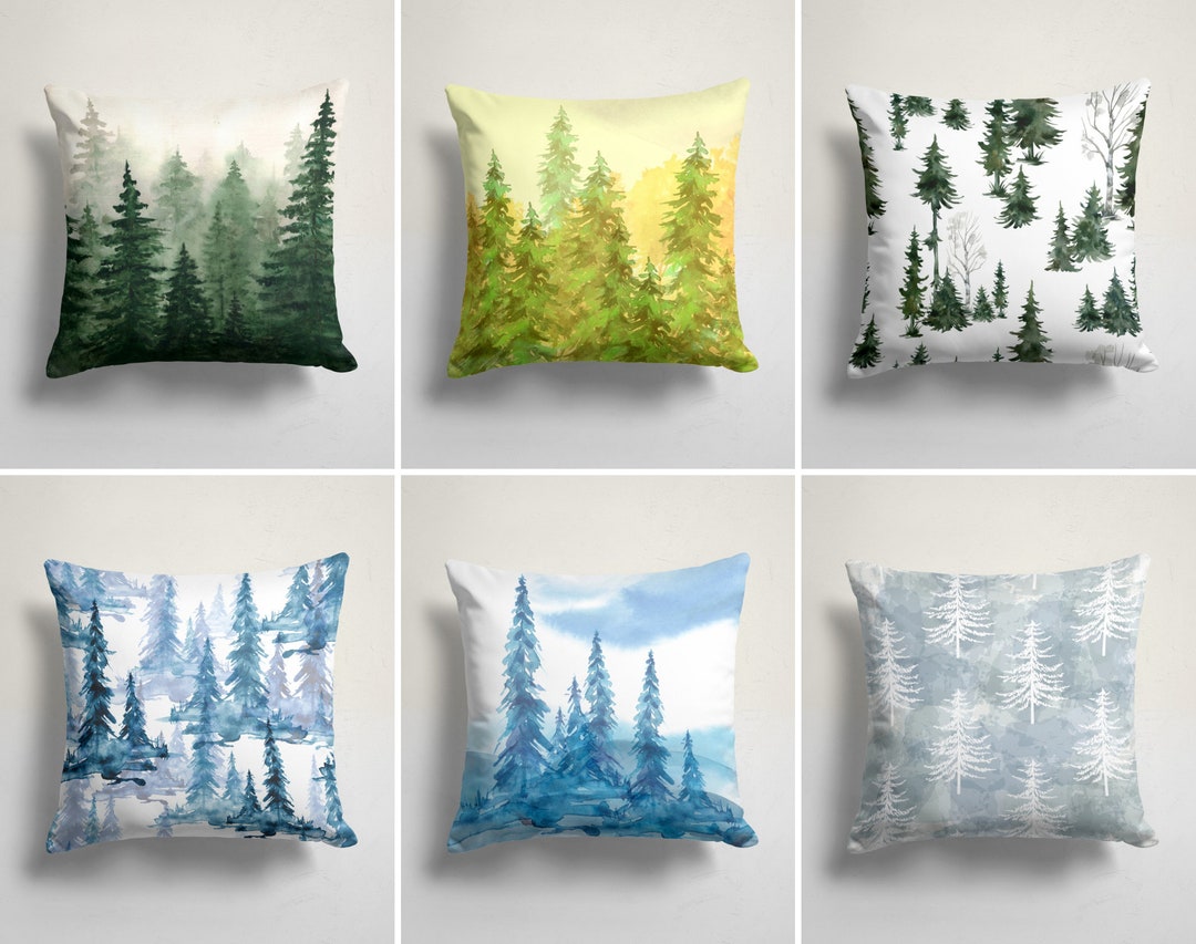 Woodland Pillow Cover Pine Tree Pillow Case Christmas - Etsy
