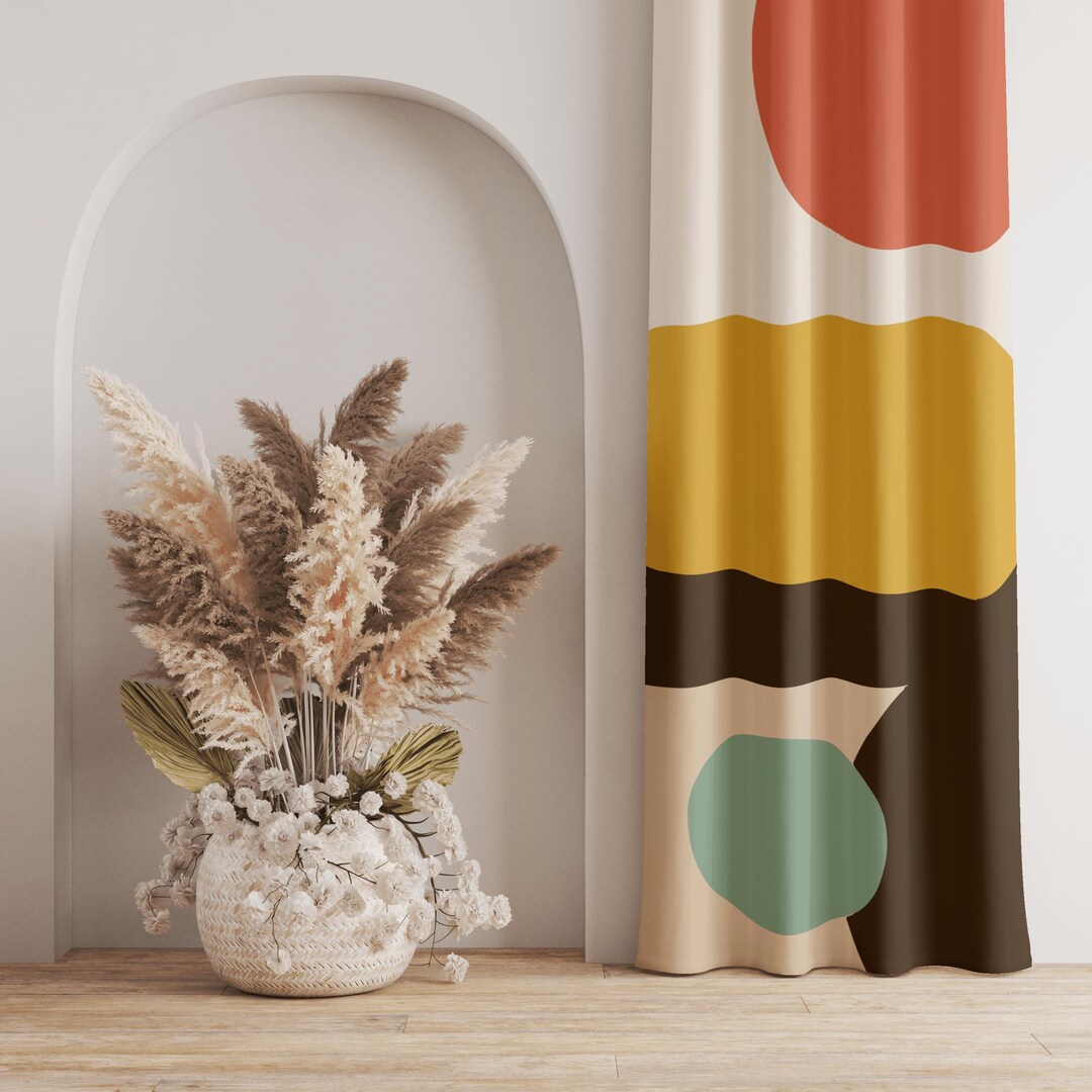 Mid Century Modern Curtain, Retro Inspired Curtain, Contemporary Drapes ...