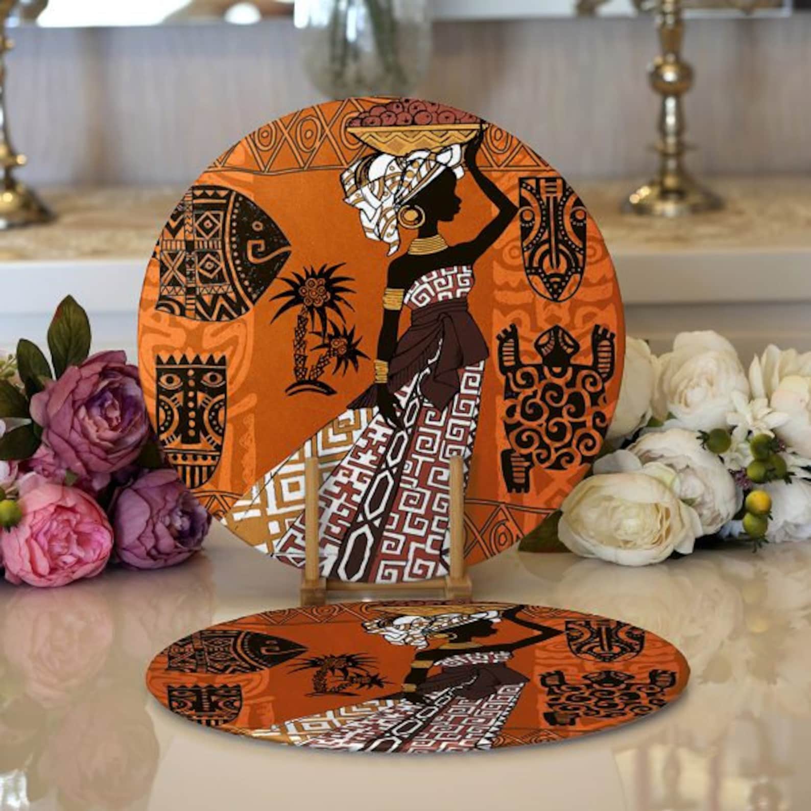 African Woman Placemat Wooden Table Mat African Supla - Etsy UK