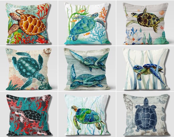 Sea Turtle Pillow Cover Turtle Throw Pillow Case Turtle - Etsy