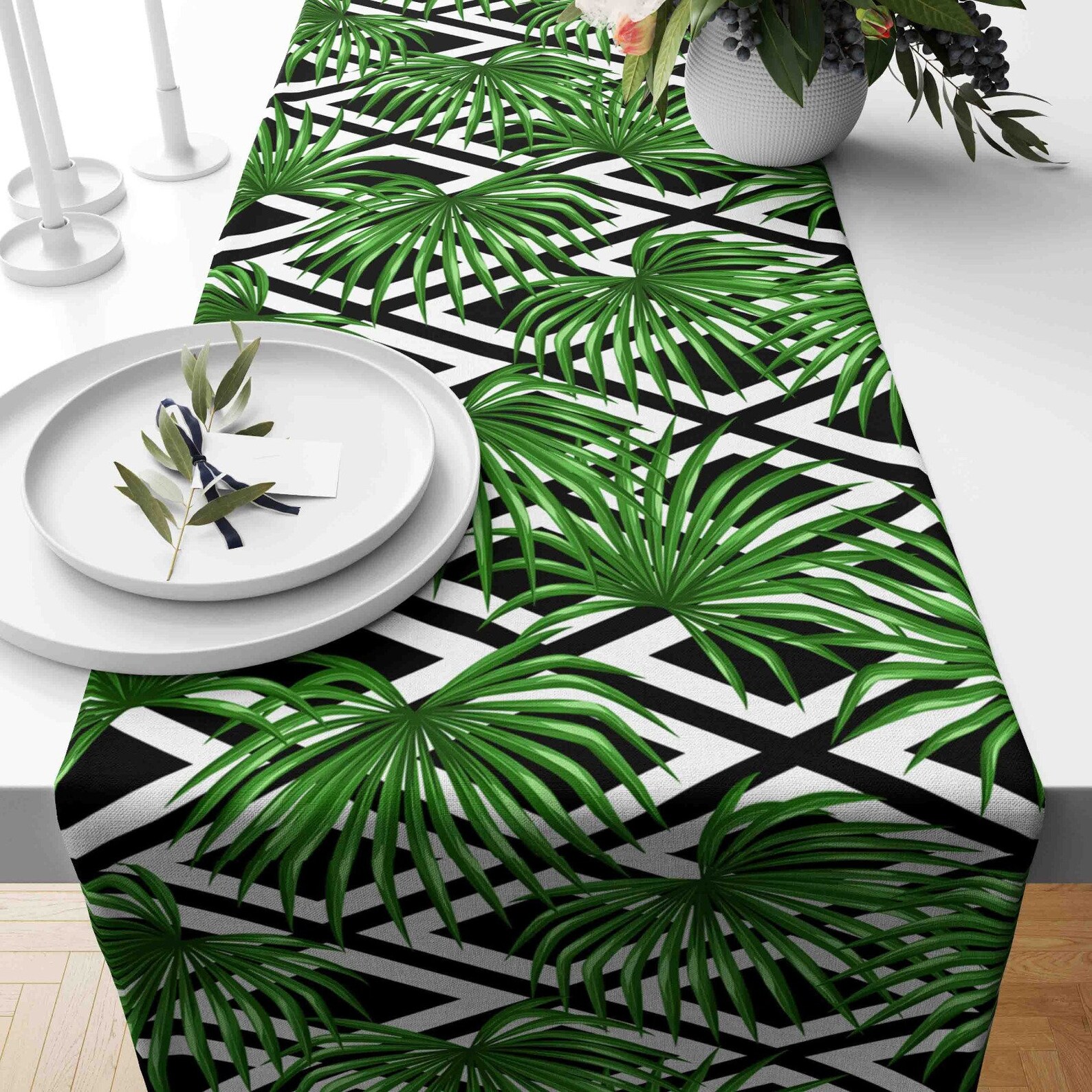 Monstera Leaves Table Runner Palm Tree Leaves Table Runner - Etsy