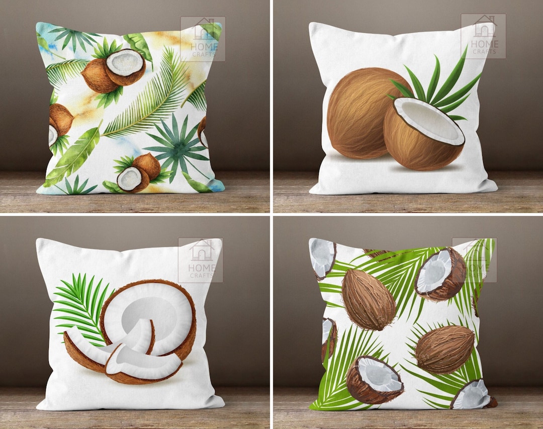 Coconut Pillow Cover, Tropical Fruit Pillow, Coconut Pillow Case ...