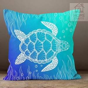Sea Turtle Pillow Cover, Turtle Throw Pillow Case, Turtle Outdoor ...