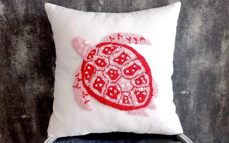Crab Punch Cushion Case Sea Creatures Punch Needle Throw - Etsy
