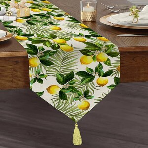 Lemon Table Runner, Lemon Table Decor, Luxury Lemon Table Cover ...