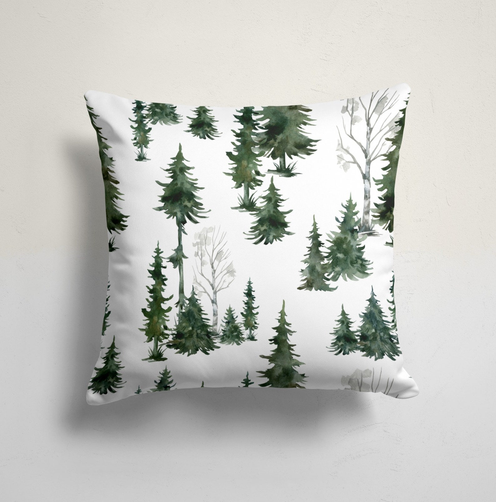 Woodland Pillow Cover Pine Tree Pillow Case Christmas - Etsy