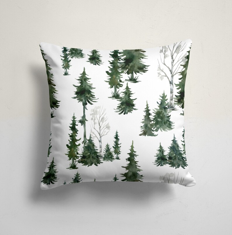 Woodland Pillow Cover Pine Tree Pillow Case Christmas - Etsy