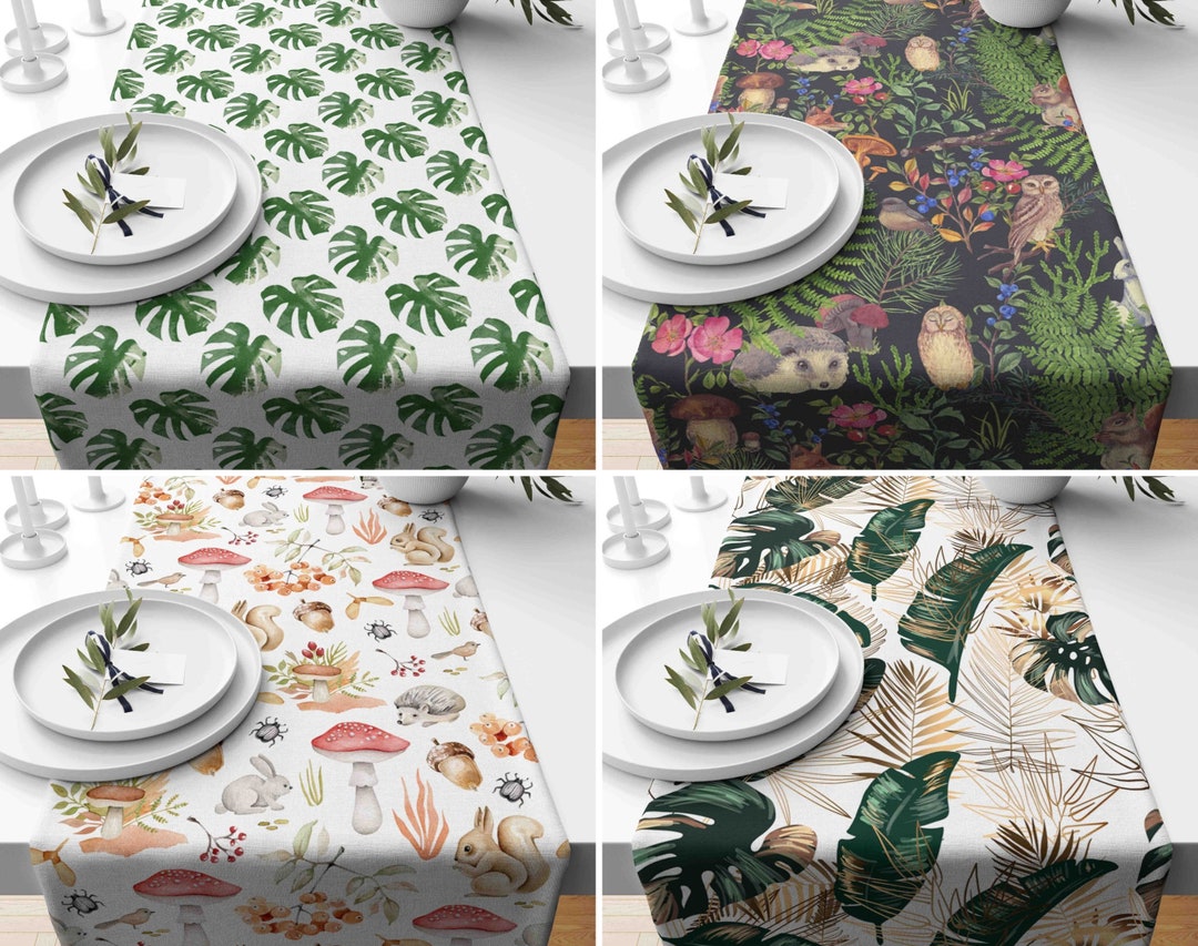 Monstera Leaves Table Runner, Banana Leaf Table Runner, Owl Table Runner, Hedgehog Table Runner ...