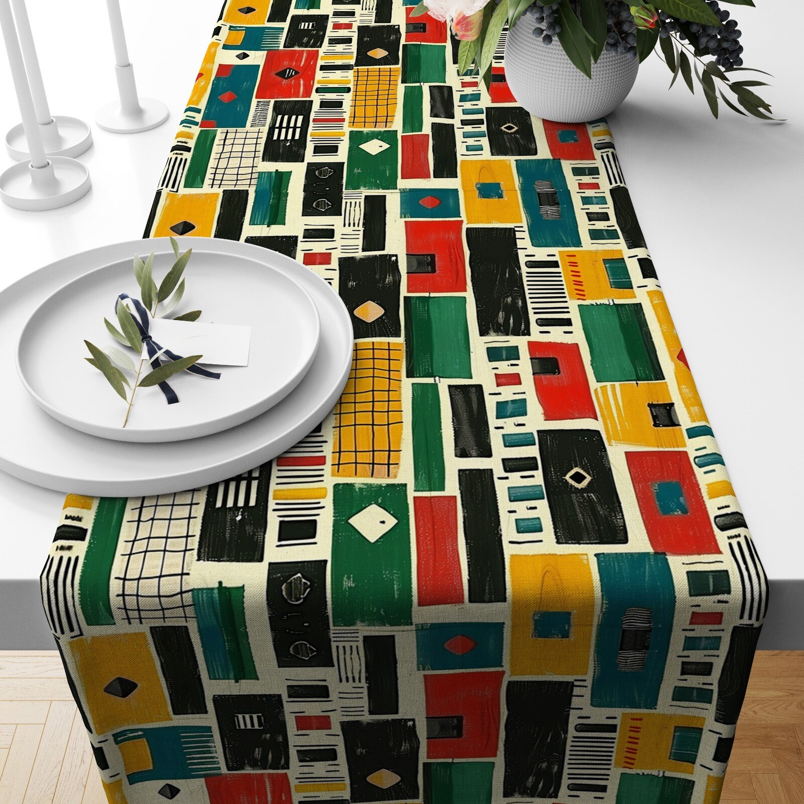 Floral Retro Table Runner, Mid Century Modern Table Decor - Etsy