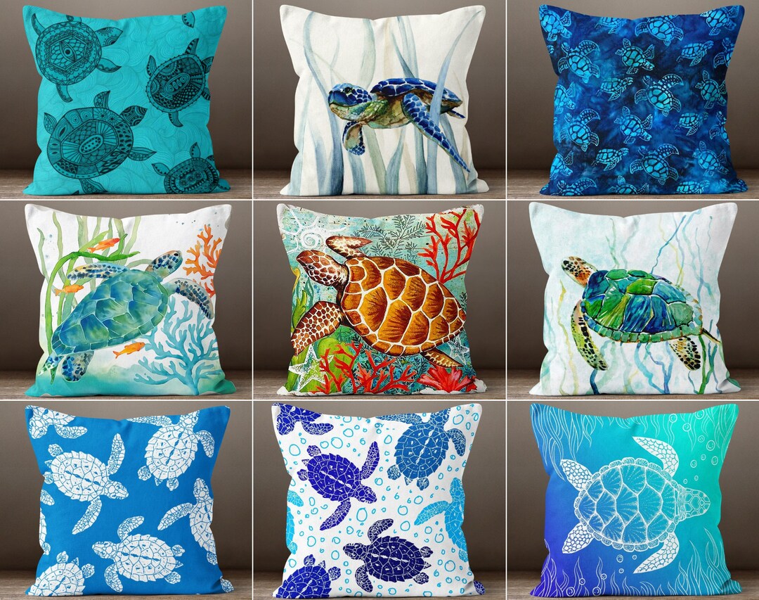 Sea Turtle Pillow Cover Turtle Throw Pillow Case Turtle - Etsy