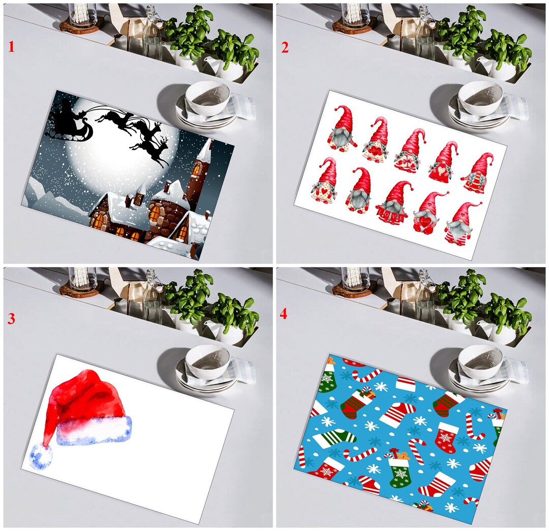 Christmas Placemat set of 2, Winter Table Mat, Noel Supla, New Year Mat ...
