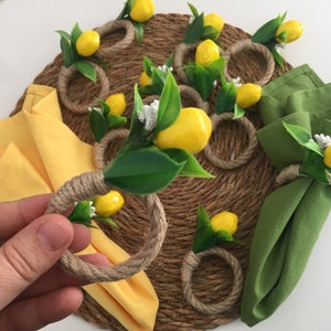 Lemon Napkin Rings, Faux Fruit Napkin Rings, Spring Napkin Rings ...