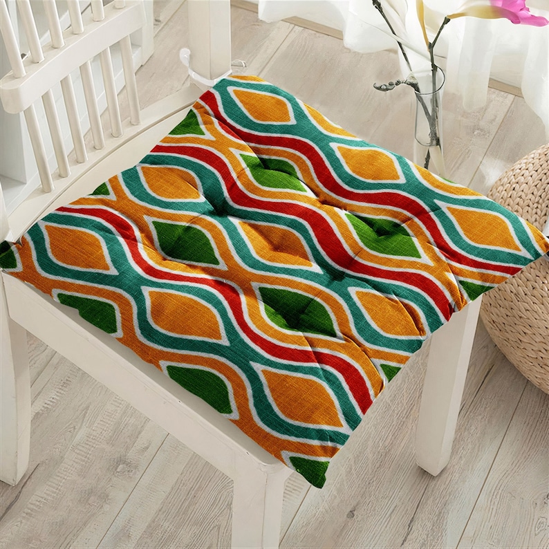 Abstract Boho Chair Pad, Indoor or Waterproof Seat Cushion, 17x17x3 ...
