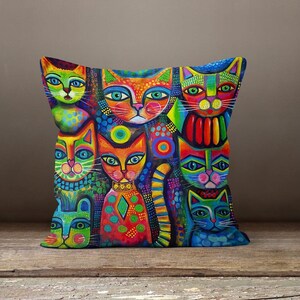 Cat in Rainbow Design Pillow Cover, Cute Cats Pillow Slip, Animal ...