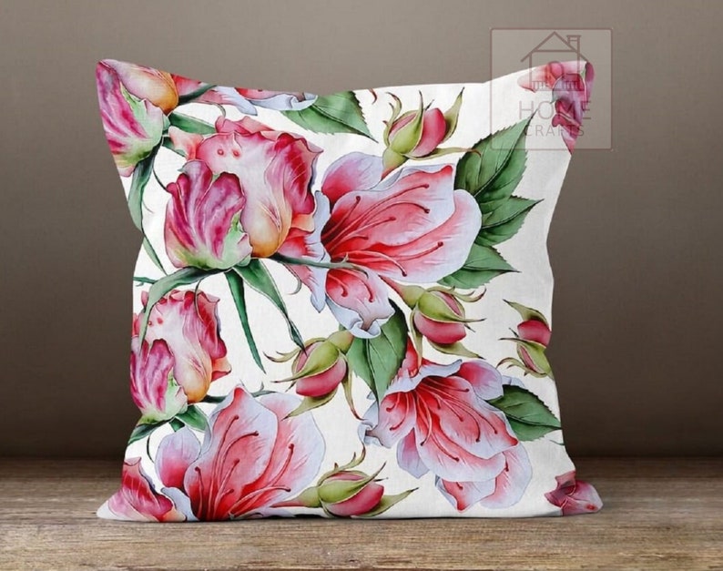 Housse de coussin florale rose rose, décoration printanière - Etsy France