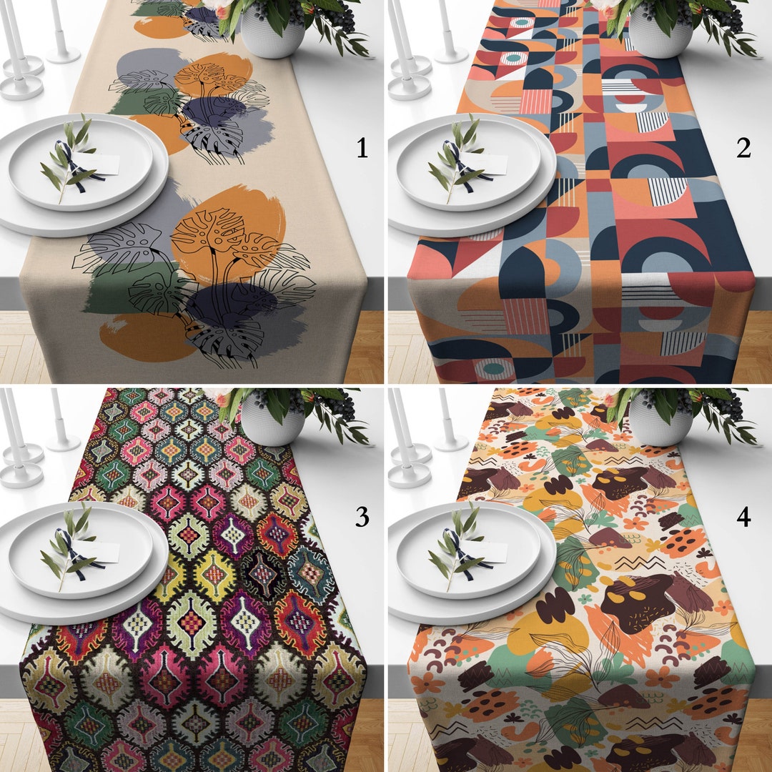 Art Deco Table Runner, Premium Quality Abstract Table Sheet, Modern ...