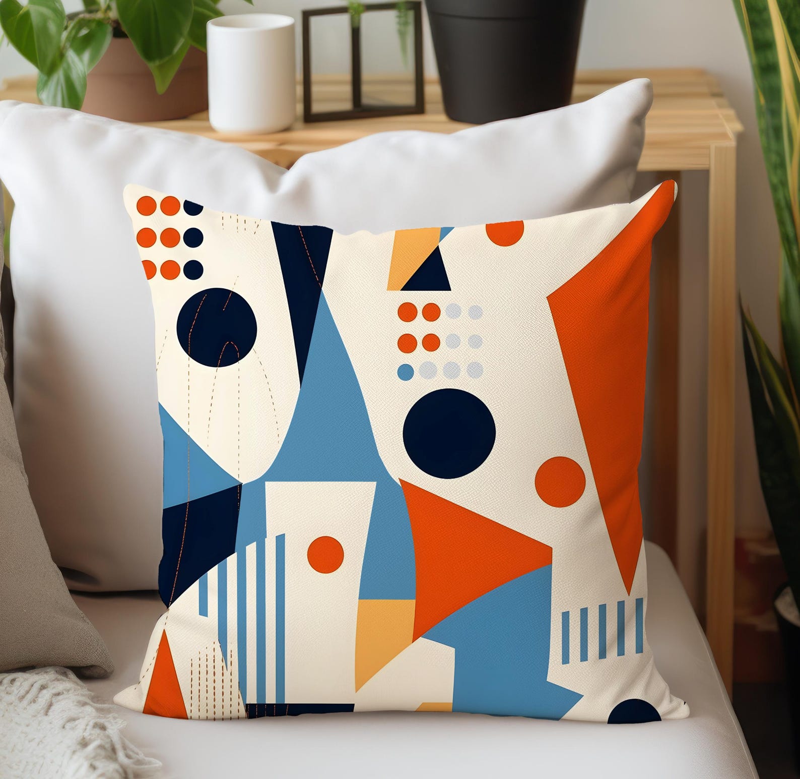 Retro Seamless Pattern Pillowcase, Mid Century Modern Pillow Cover ...