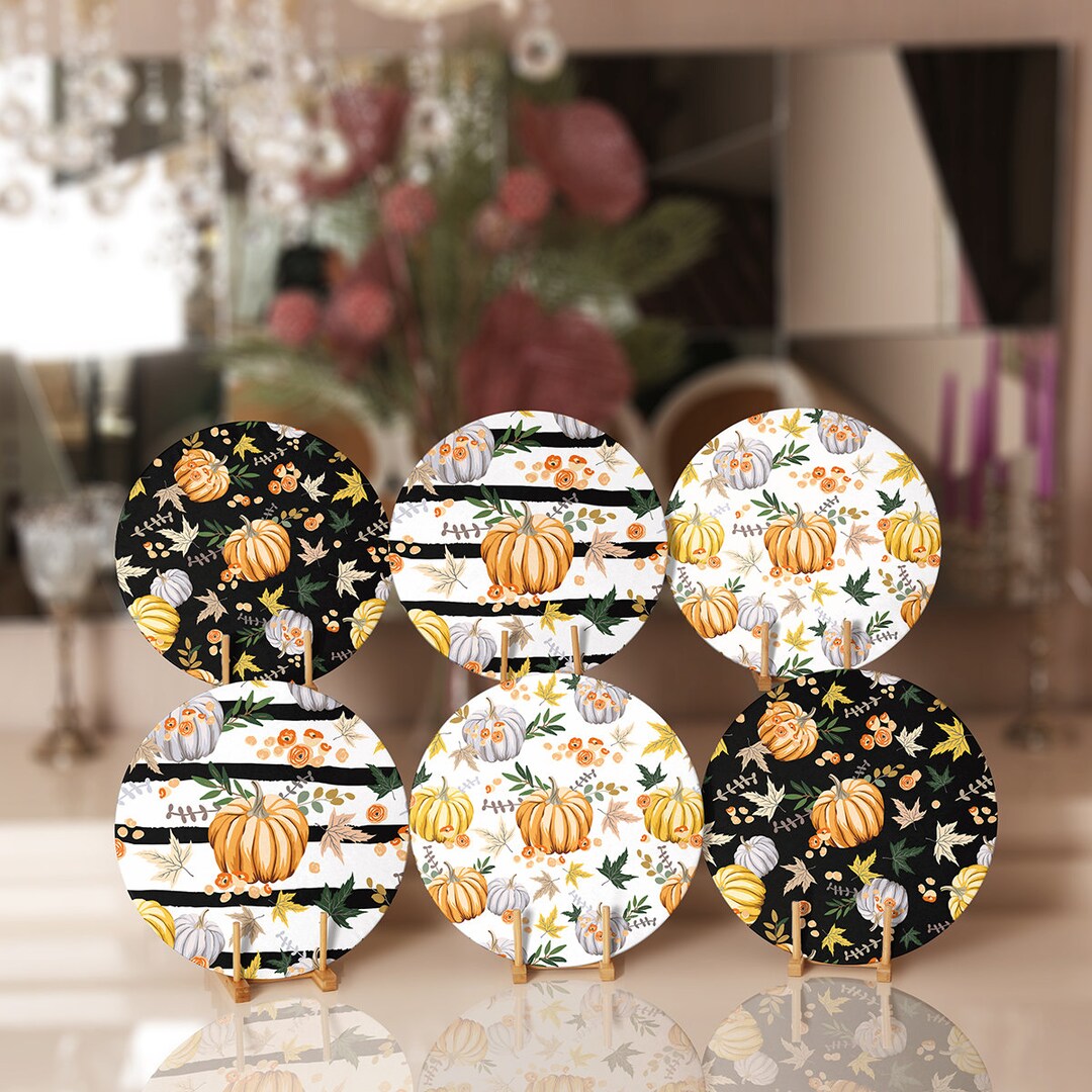 Pumpkin Placemat (set of 6), Fall Trend Table Mat, Leaf Tablemat, Dry ...