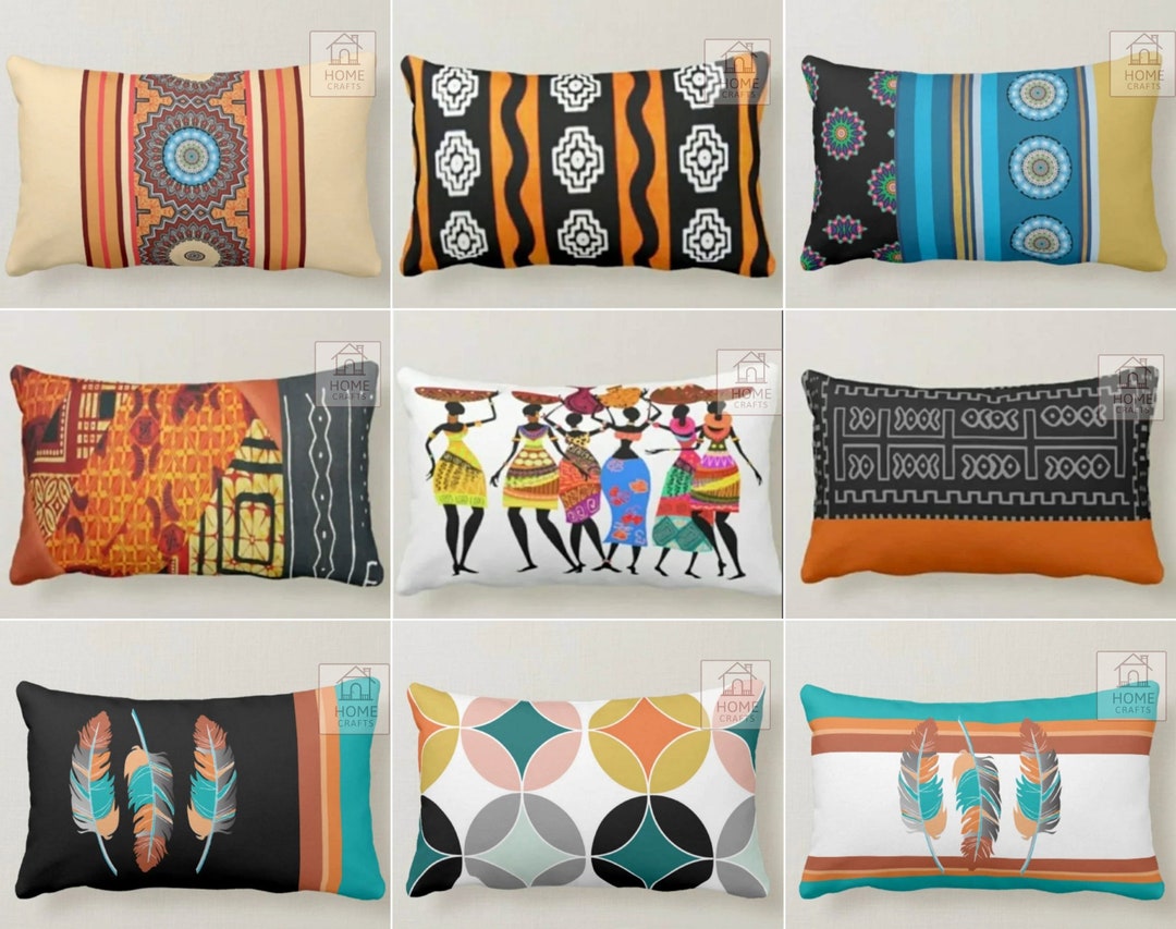 Tribal Pattern Lumbar Pillow Cover, African Decor - Etsy