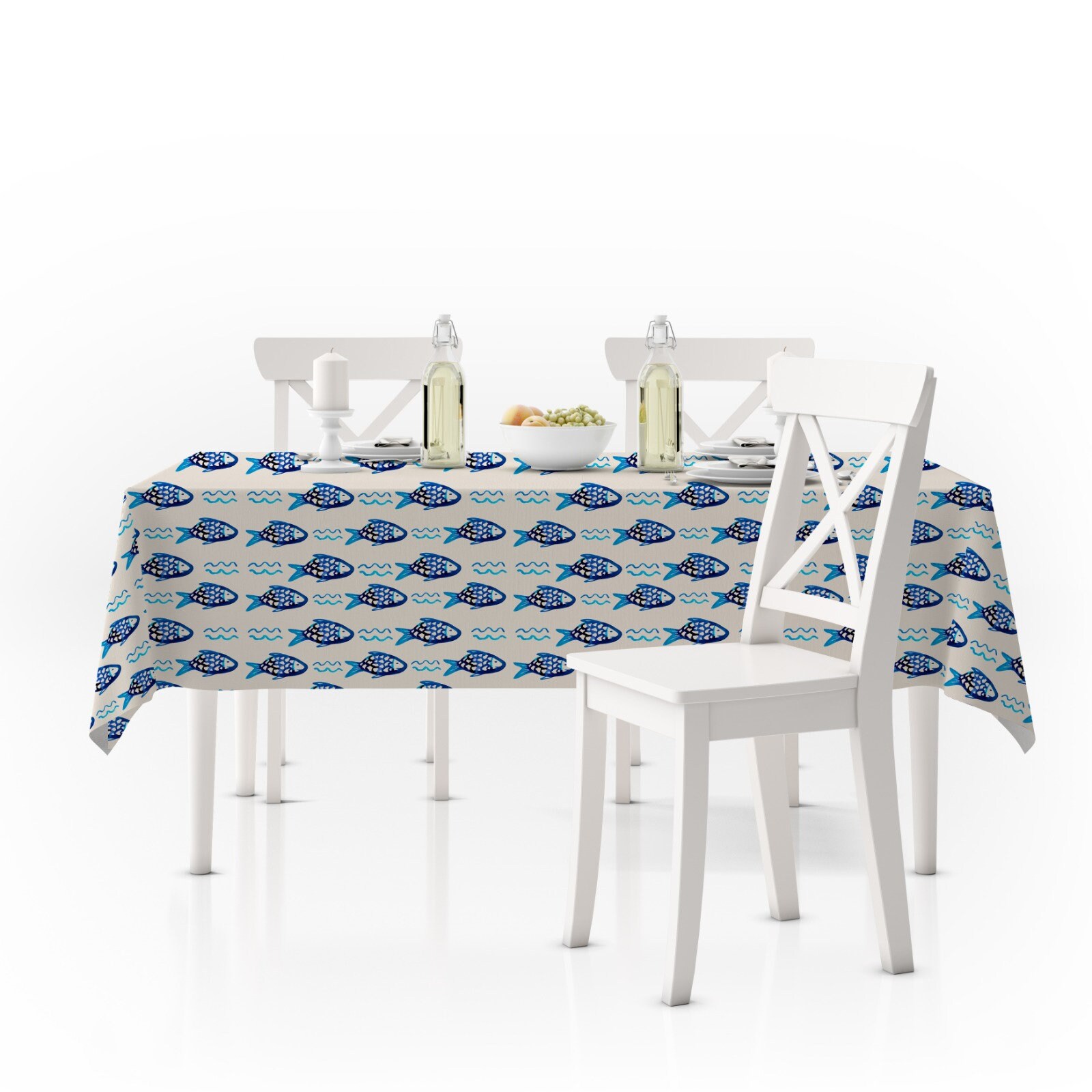 Nautical Style Table Sheets Fish Pattern Tablecloth Seahorse - Etsy