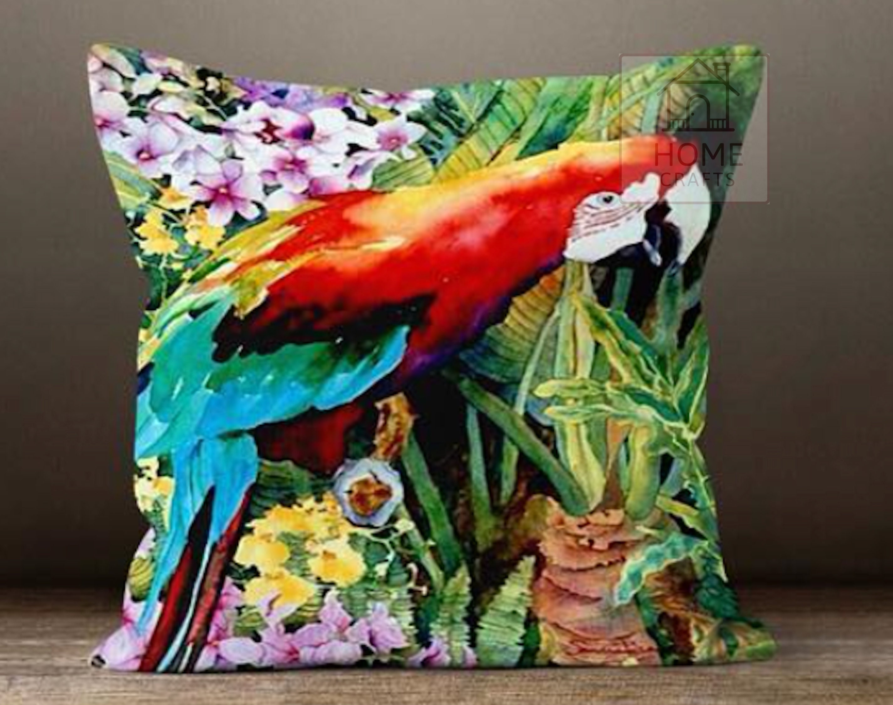 Parrot Painting Pillow Cover, Tropical Rainforest Decor - Etsy