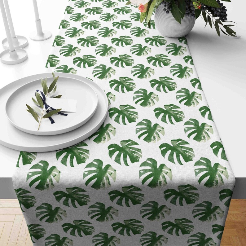 Monstera Leaves Table Runner Banana Leaf Table Runner Owl - Etsy
