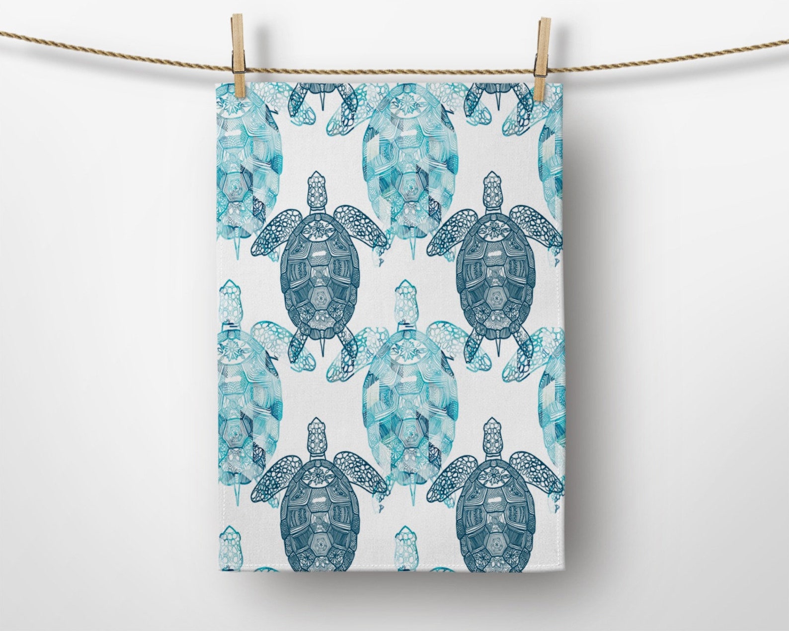 Sea Turtle Tea Towel set of 2 Octopus Pattern Kitchen - Etsy