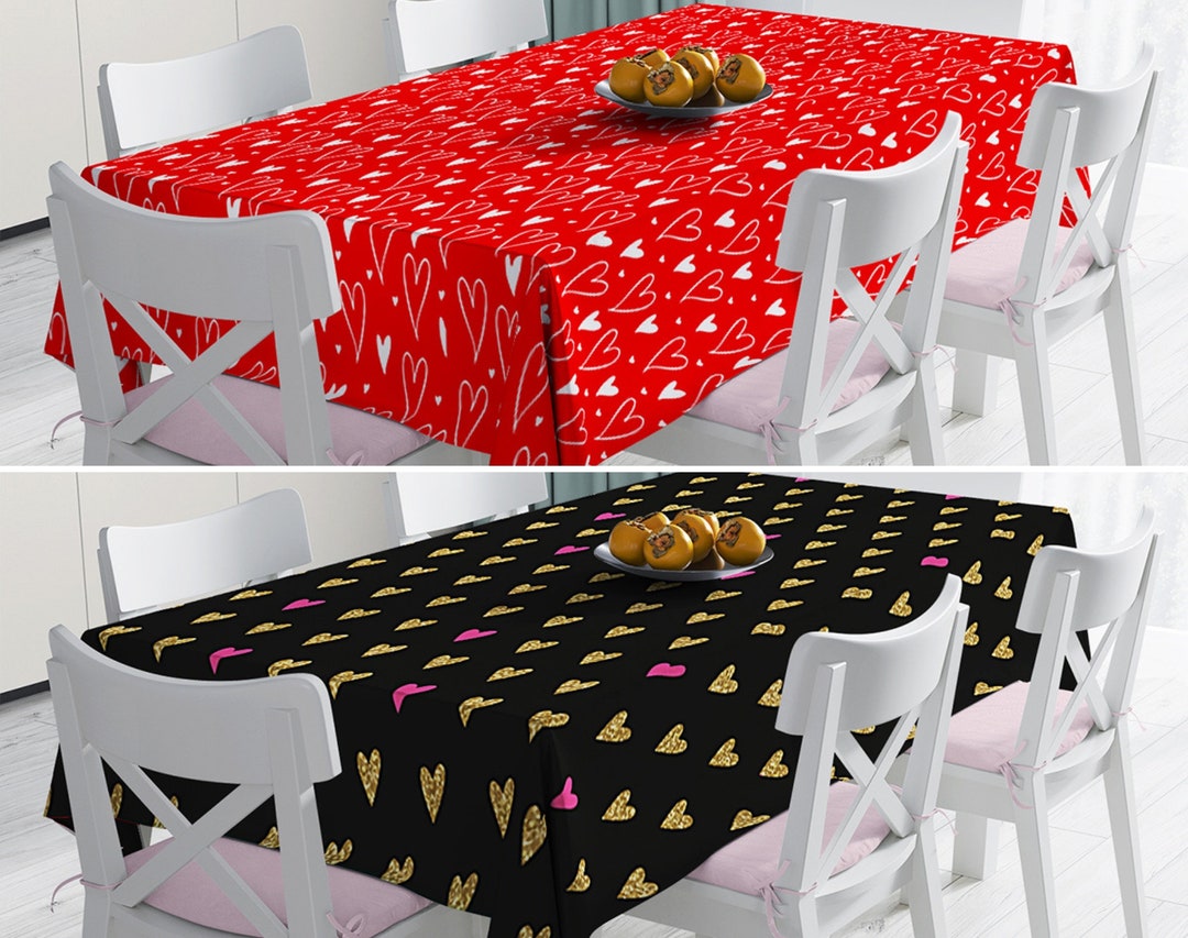 Love Trend Tablecloth, Red Heart Table Cover, Amour Tableware, Romance ...