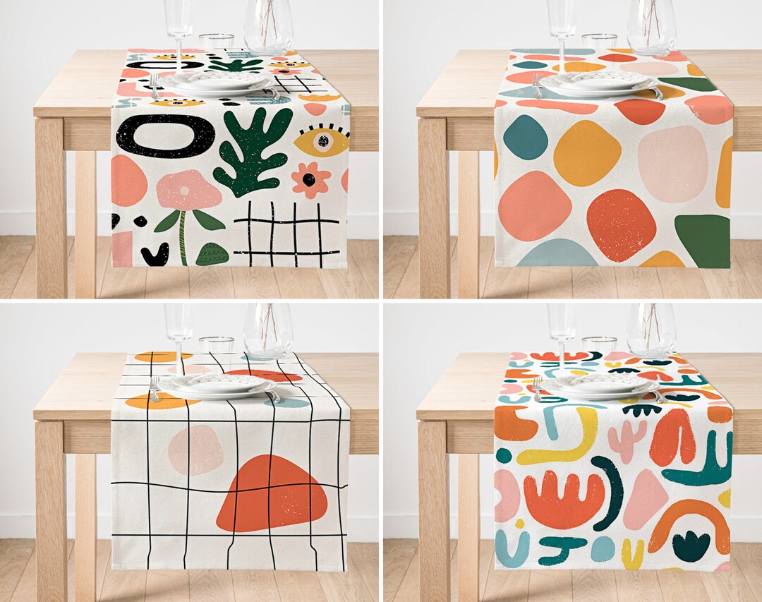 Decorative Abstract Design Runner, Modern Art Print Table Runner ...