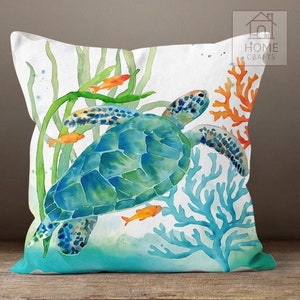Sea Turtle Pillow Cover, Turtle Throw Pillow Case, Turtle Outdoor ...