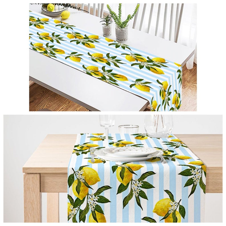 Lemon Trend Table Runner Lemon Table Top Citrus Pattern - Etsy