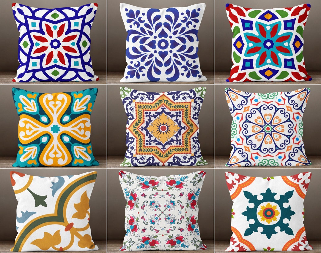 Tile Design Pillow Cover Tile Pattern Cushion Tile Throw - Etsy