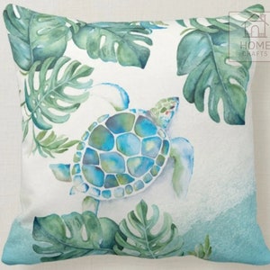 Sea Turtle Pillow Cover, Nautical Outdoor Pillows, Decorative Pillows ...