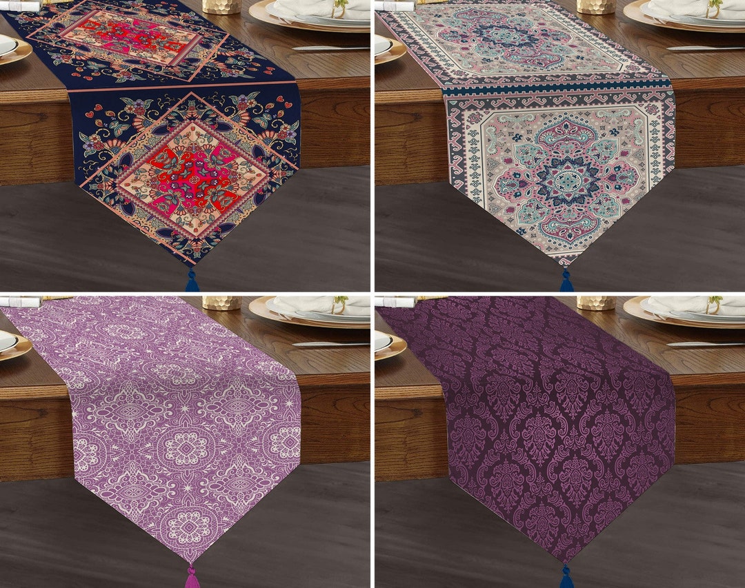 Mandala Triangle Table Runner, Tile Style Triangle Table Top ...