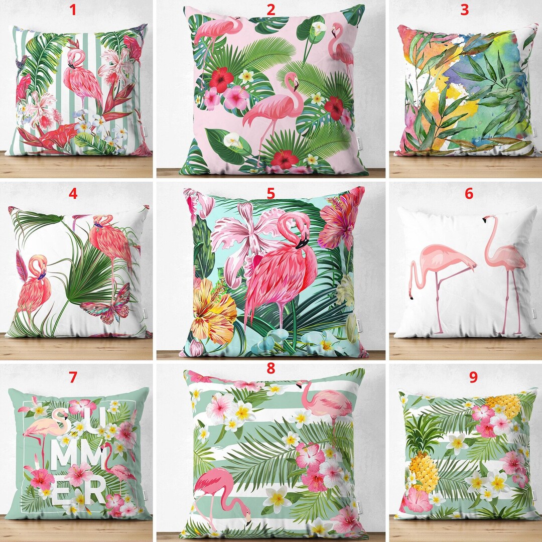 Pink Flamingo Cushion Cases Tropical Pillow Cover Pineapple - Etsy