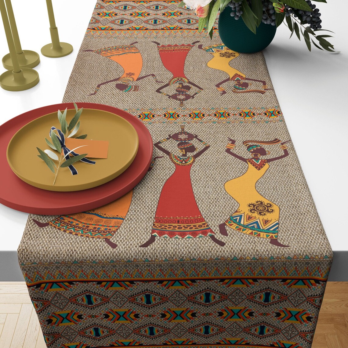 Ethnic Table Runner, African Tribal Print, Rectangle Tablecloth - Etsy