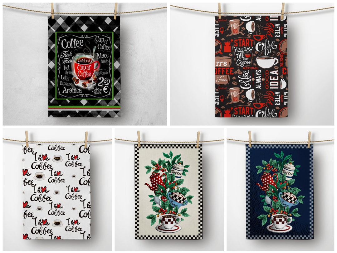 Coffee Kitchen Towel (set of 2)| Coffee Themed Hand Towels | Decorative ...