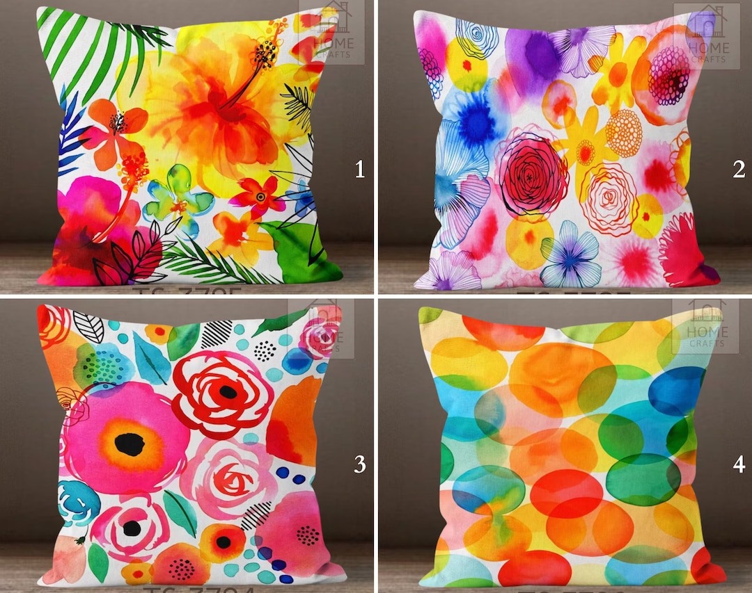 Vibrant Bright Colorful Pillow Case, Magical Floral Pillow Sham ...