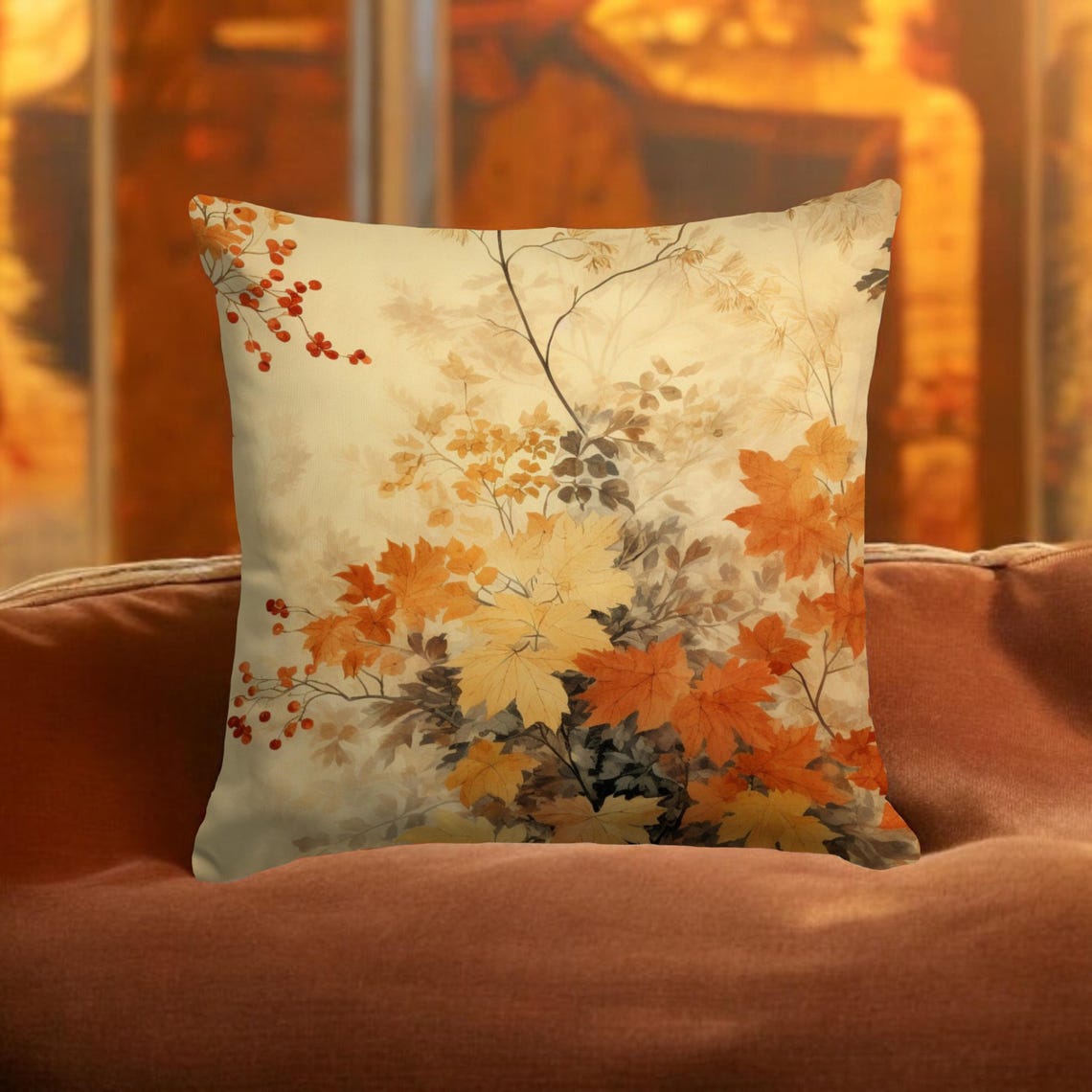 Falling Leaves Pillow Shams, Autumn Leaf Throw Pillow Covers, Dry Maple ...