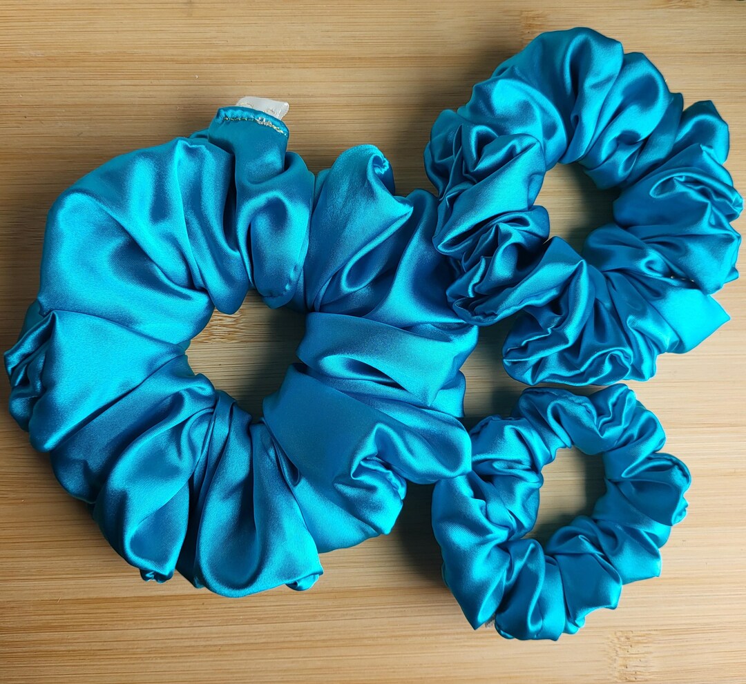 Aqua Blue Satin Scrunchie Handmade Bridal Hair Accessories Bridal ...