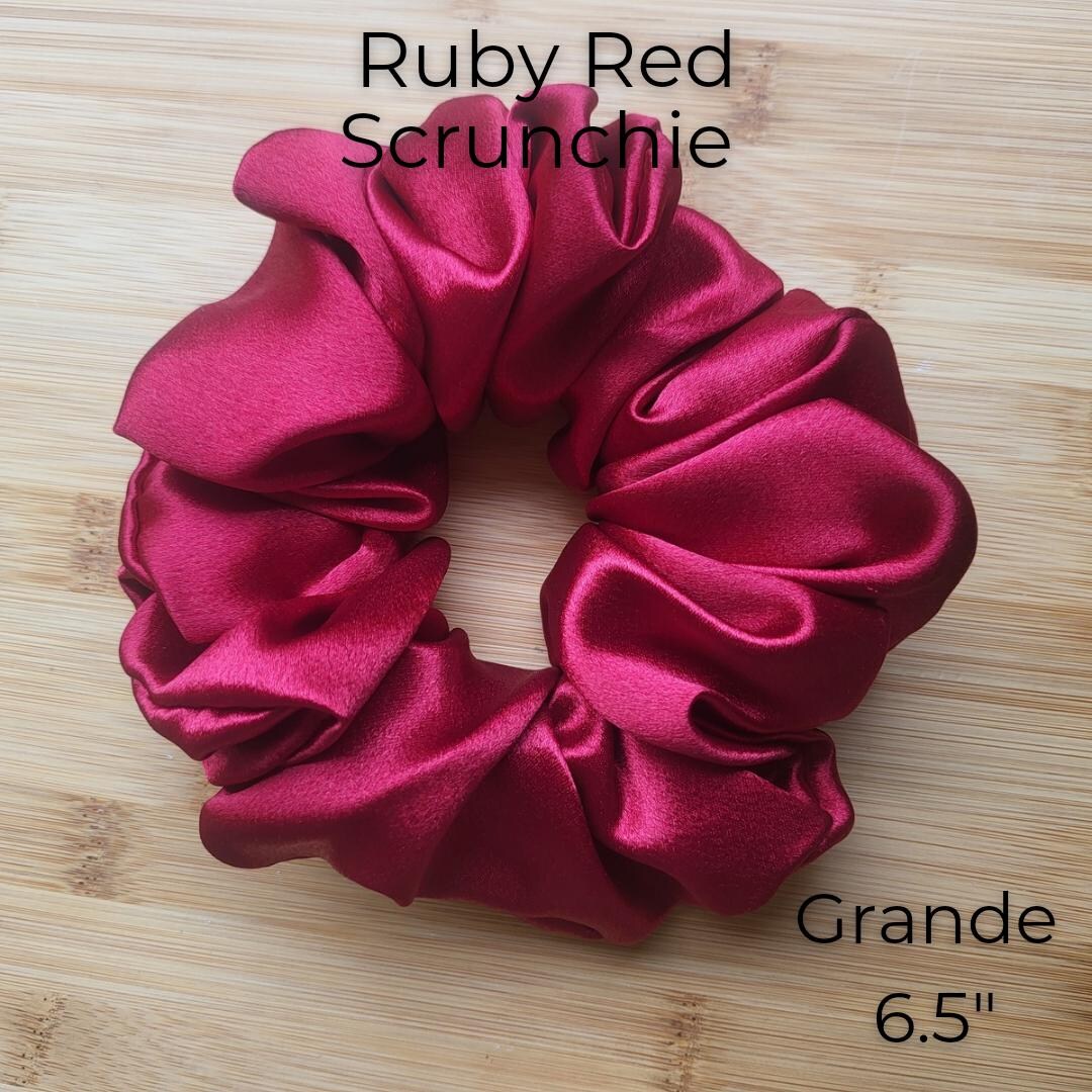 Red Satin Scrunchie Bridesmaid Hair Accessories Gift Bridal Accessories ...