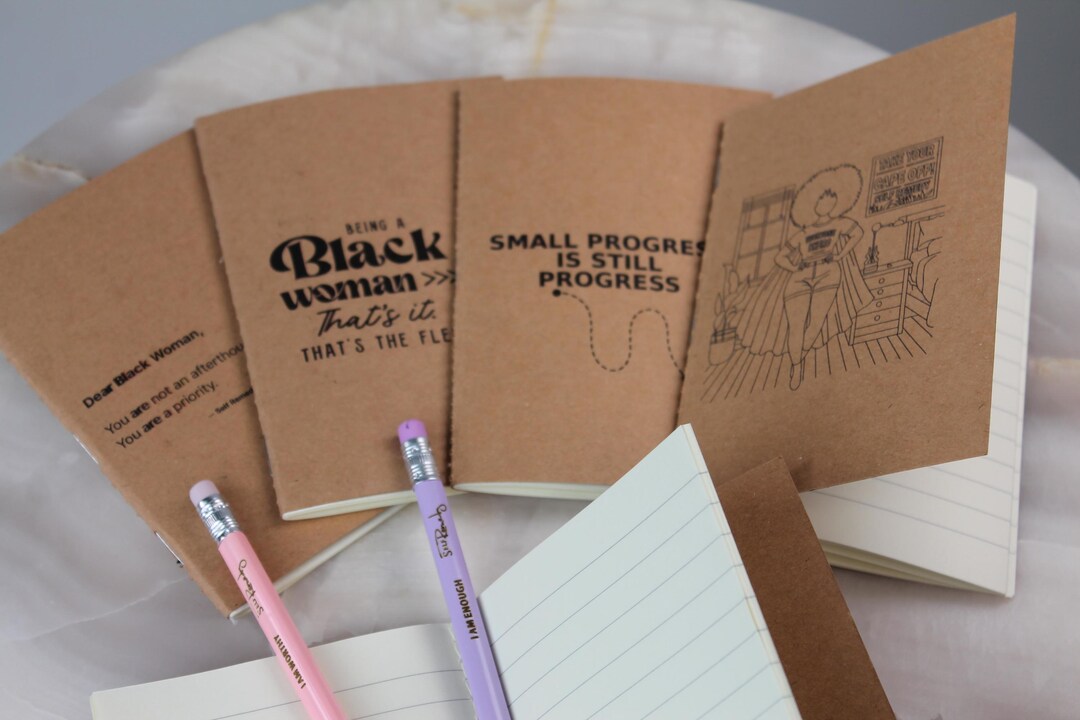 Black Vintage Inspired Mini Notebook Set, Self Development Journals ...